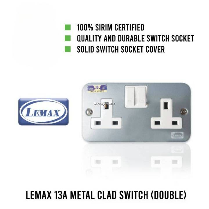 Lemax 13A Metal Clad Switch Socket Double